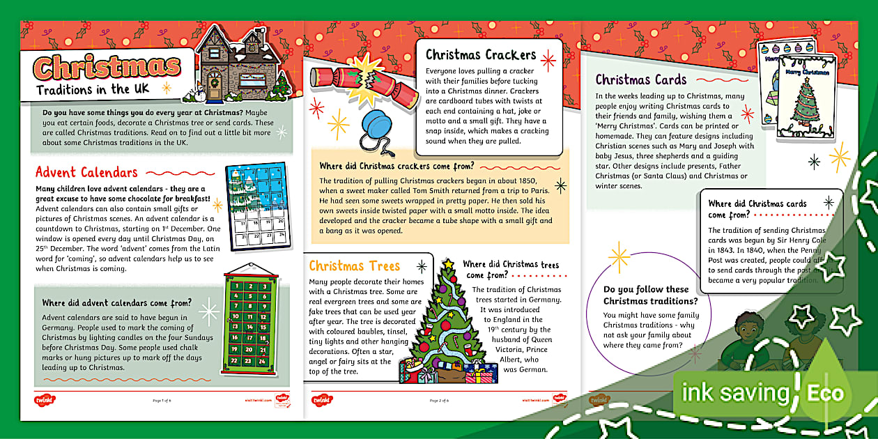 Christmas Traditions Reading Comprehension (Ages 5 - 7)