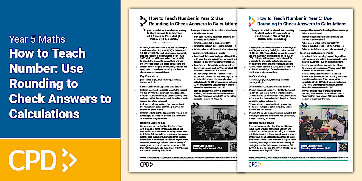 How To Teach Number In Year 5 Use Rounding To Check Answers To Calculations