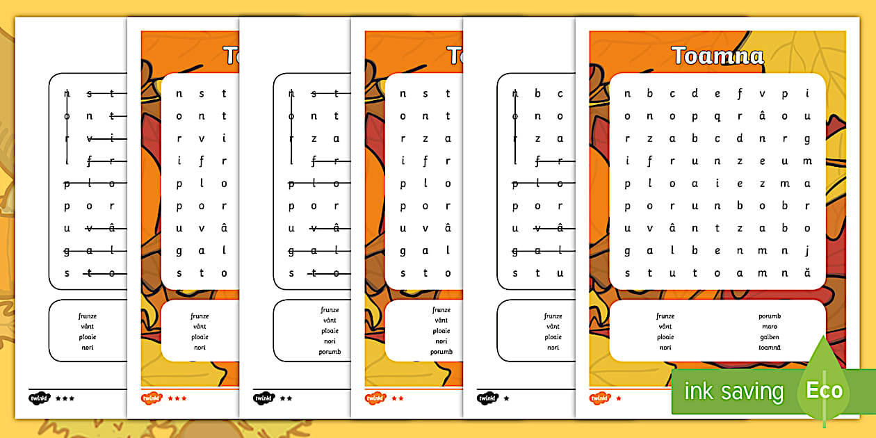 Toamna Careu de cuvinte - Twinkl