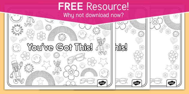 FREE! - Let's Doodle! Test Taking Encouragement Coloring Sheets