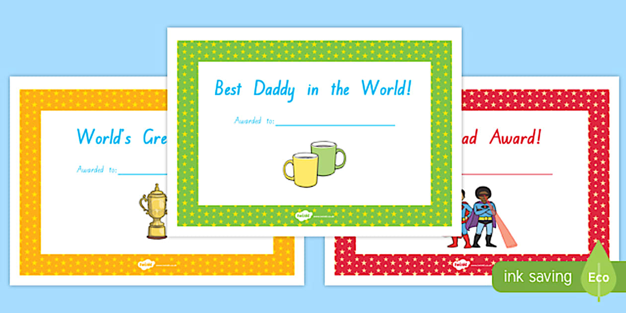 Editable Father's Day Certificates (teacher made) - Twinkl