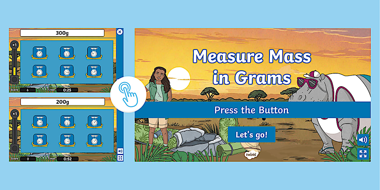 👉 Measure Mass in Grams KS2 Maths Press the Button Game