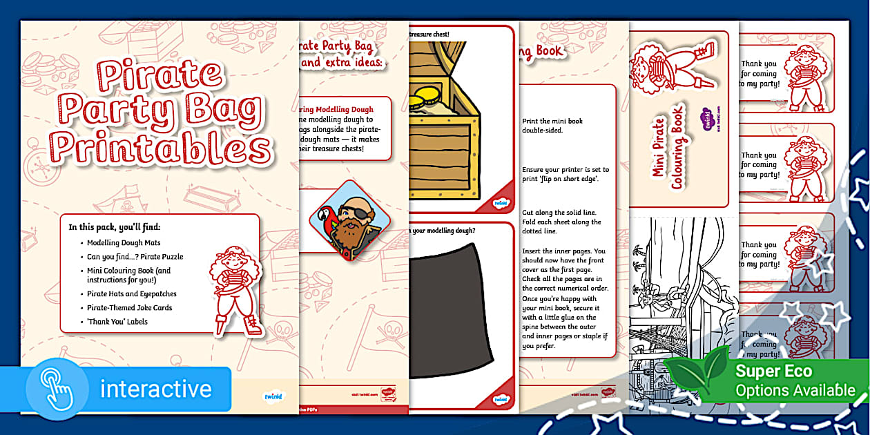 Pirate Party Bag Printables (creat de profesori) - Twinkl