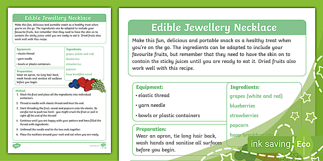 Edible Jewellery Recipe (Teacher-Made) - Twinkl