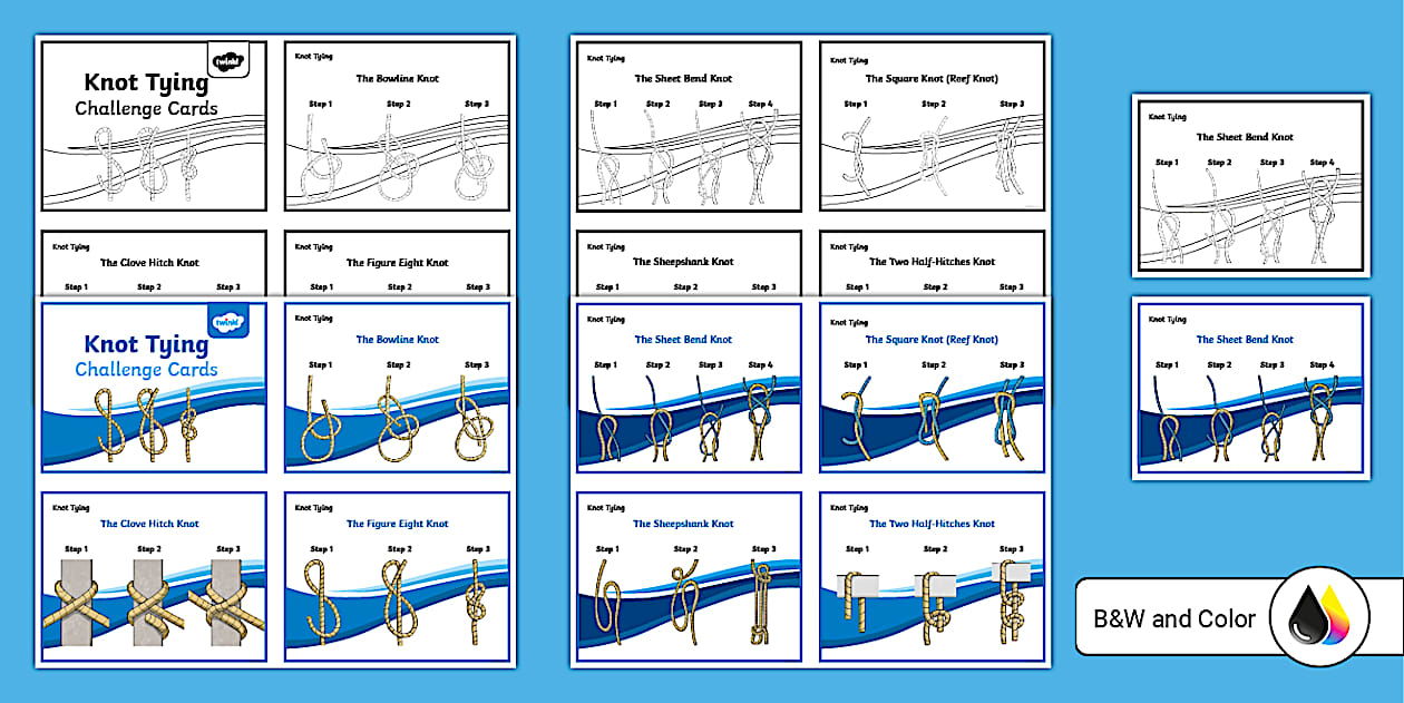 Knot Tying Challenge Cards (Teacher-Made) - Twinkl