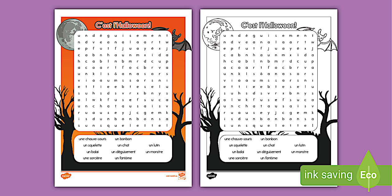 Mots Mêlés Halloween | Activité en français | Twinkl
