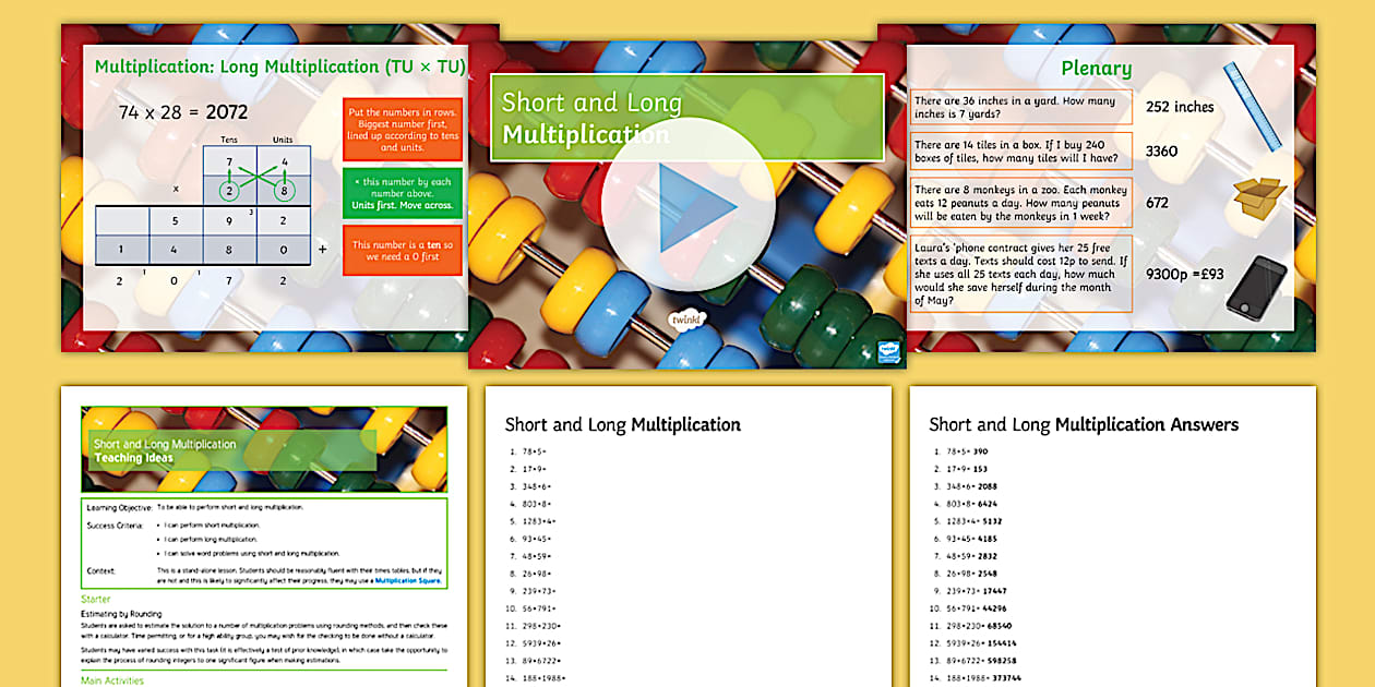 The Four Operations Lesson 3 Short and Long Multiplication