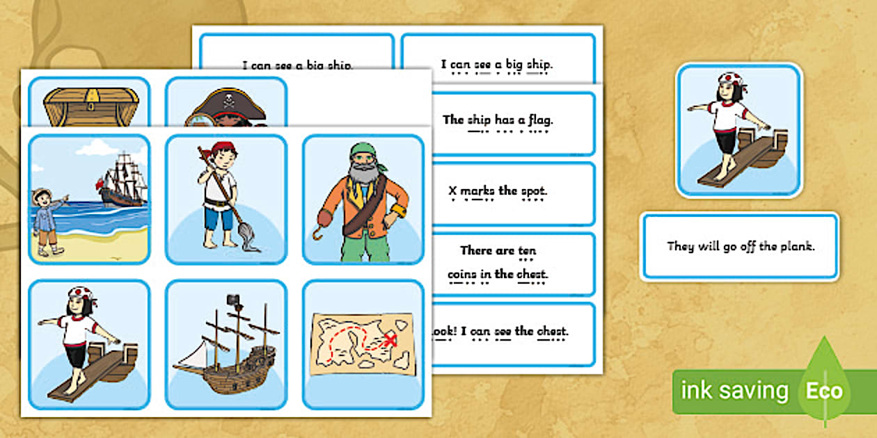 Pirate-Themed Simple Sentence Matching Activity - Twinkl