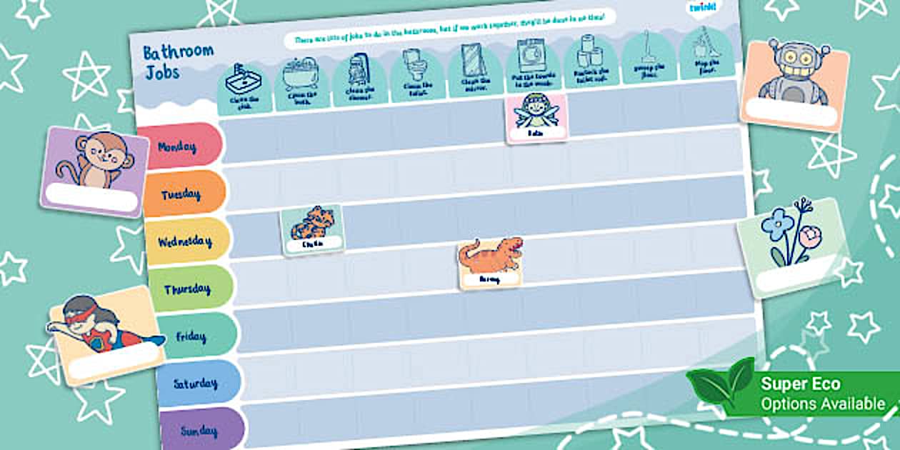 Chore Charts for Home: Bathroom (teacher made) - Twinkl