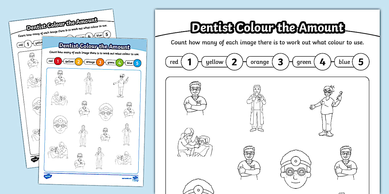 👉 Dentist Colour the Amount Worksheet (Teacher-Made)