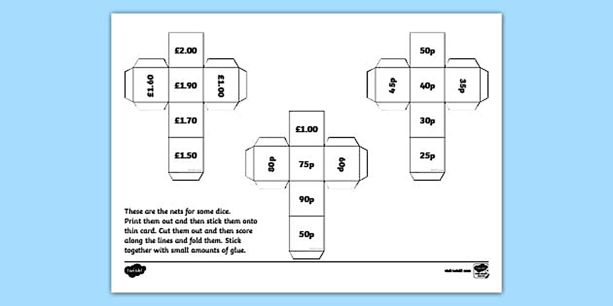 Money Dice Net (teacher made) - Twinkl