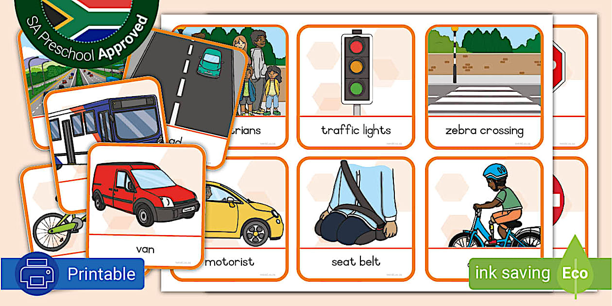 Preschool: Road Safety - Word Cards
