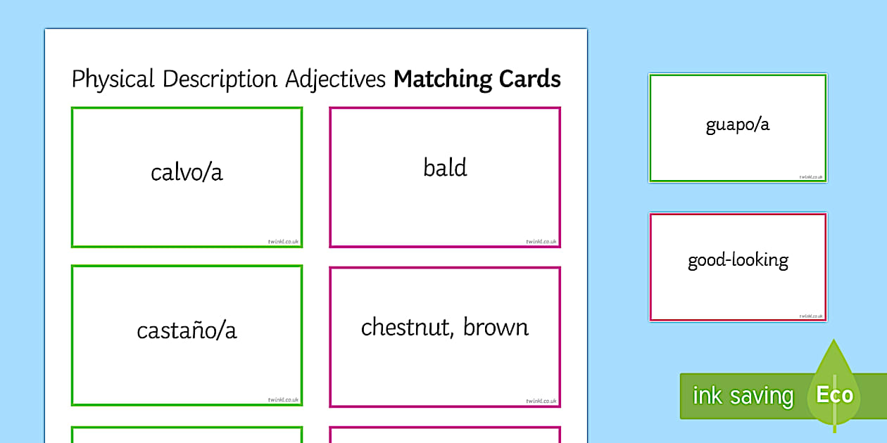 Adjectives for Physical Description Matching Cards - Twinkl