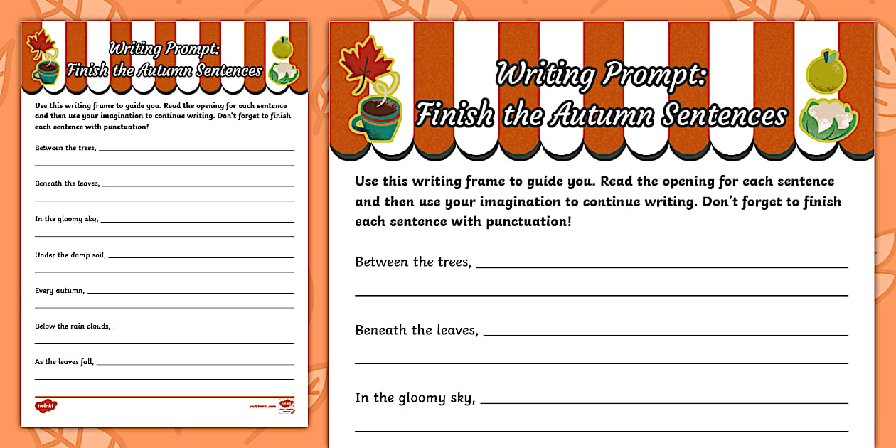 Writing Prompt: Finish the Autumn Sentences (teacher made)