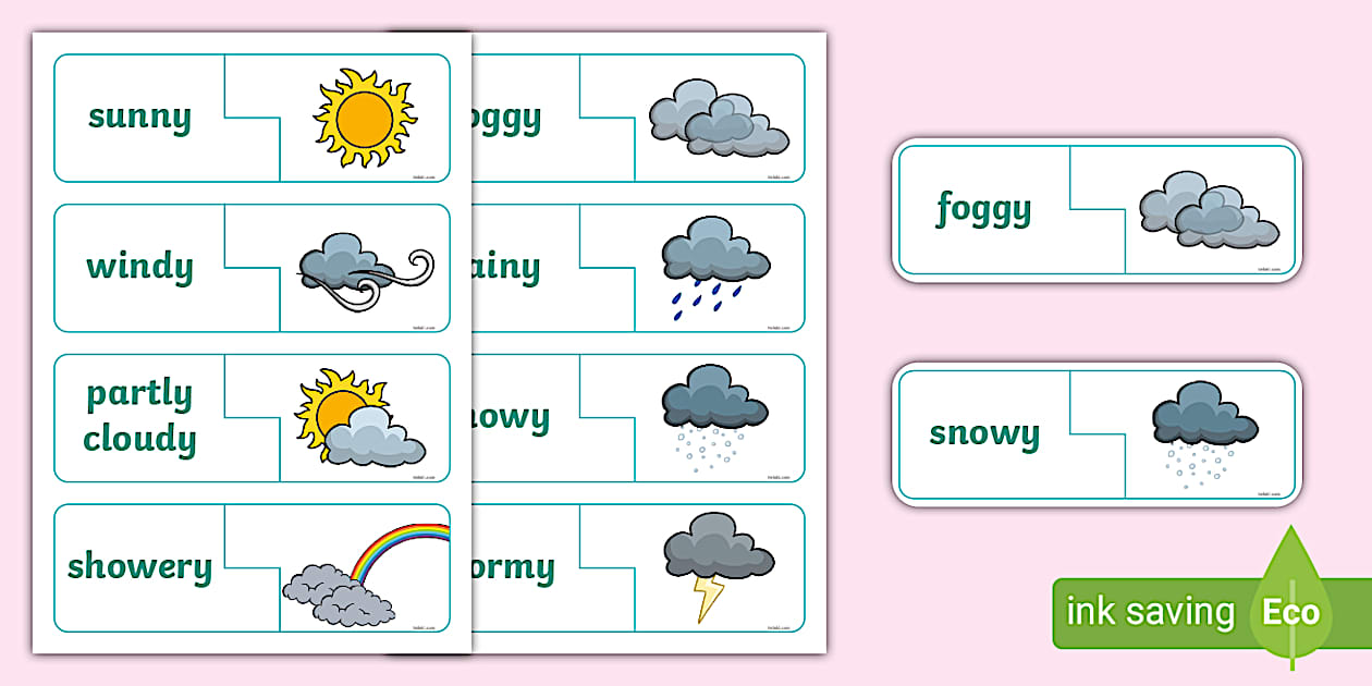 Weather Conditions Matching Puzzle (teacher made) - Twinkl