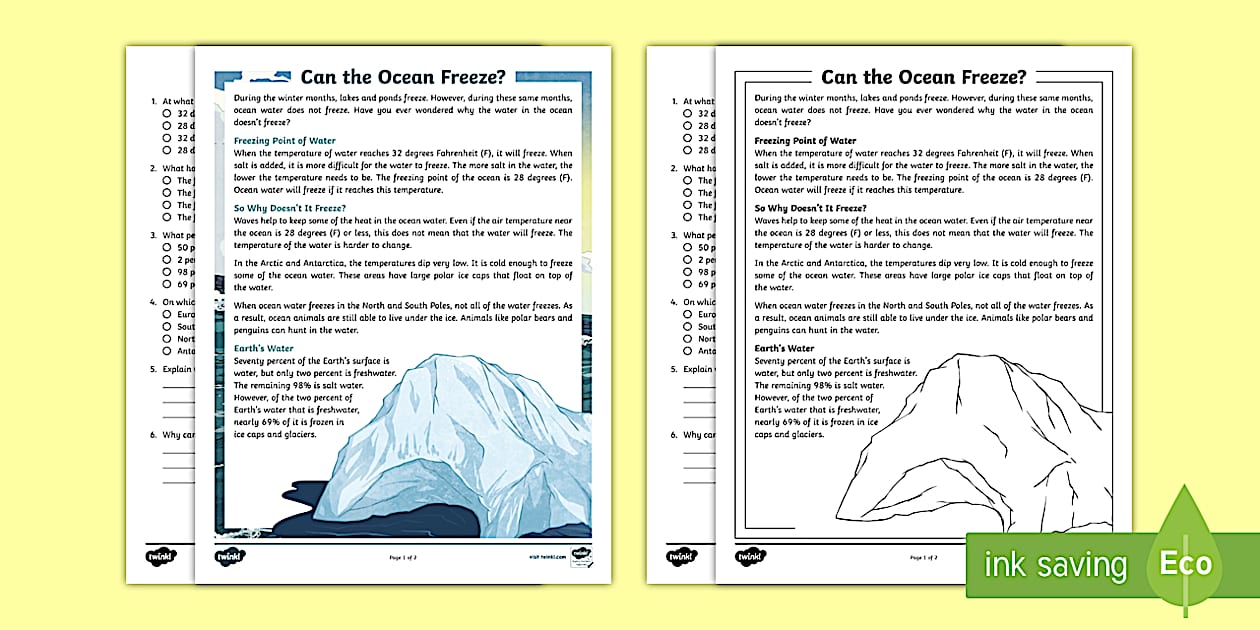 3rd Grade Can the Ocean Freeze Activity | Twinkl USA