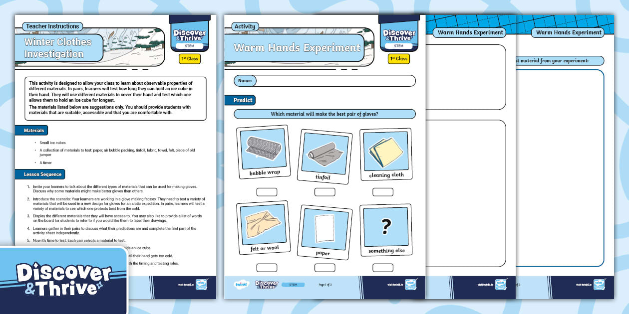 STEM Winter Clothes Investigation Activity (Teacher-Made)