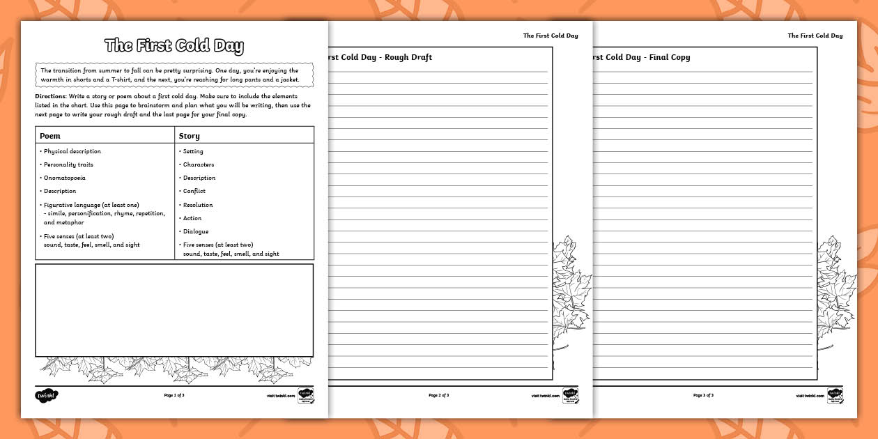 Eighth Grade Fall Writing: The First Cold Day