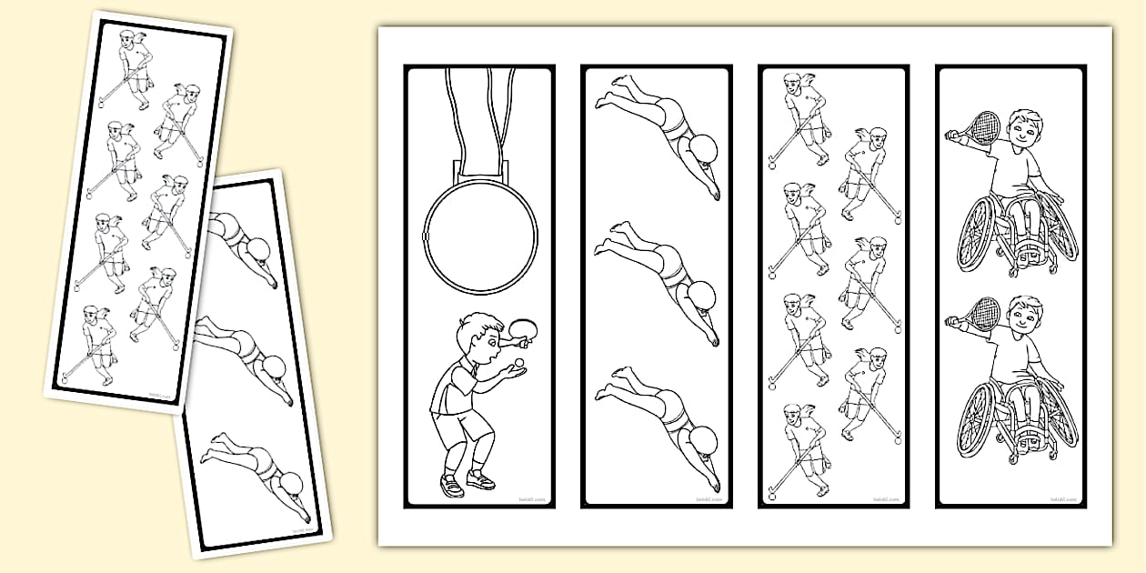 Summer Games Colouring Bookmarks