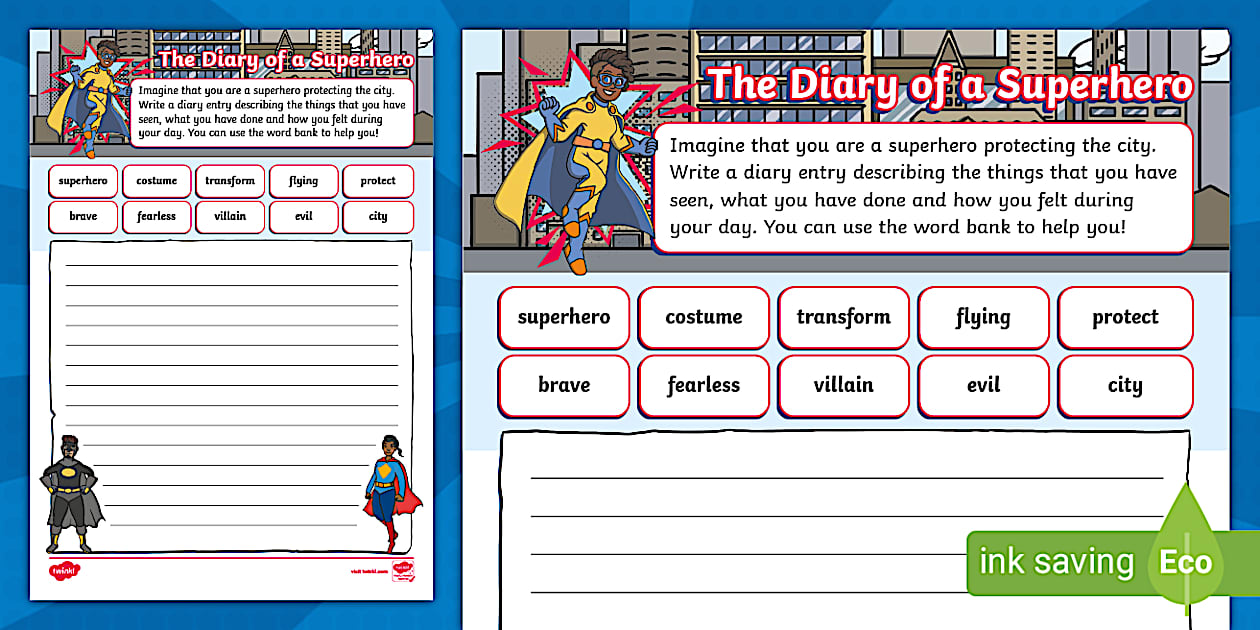 Diary of a Superhero Writing Template (teacher made)