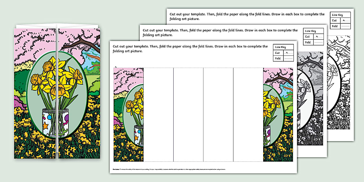 Daffodil Folding Art Template - Twinkl Art - Twinkl