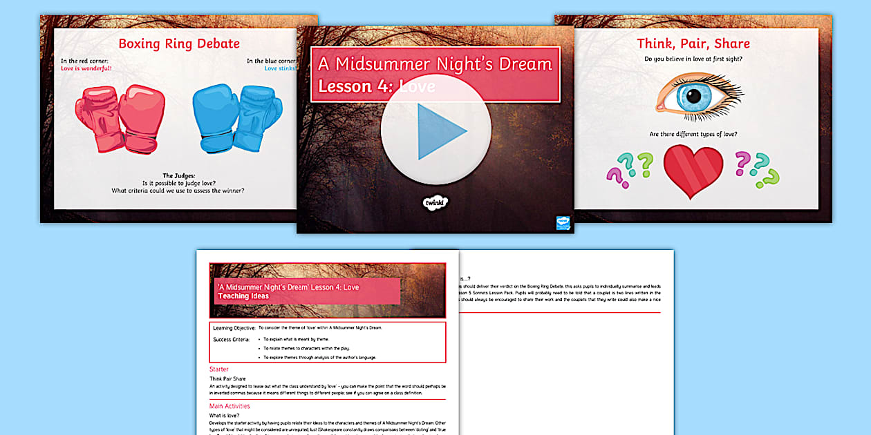 A Midsummer Night's Dream Lesson 4: Love (teacher made)