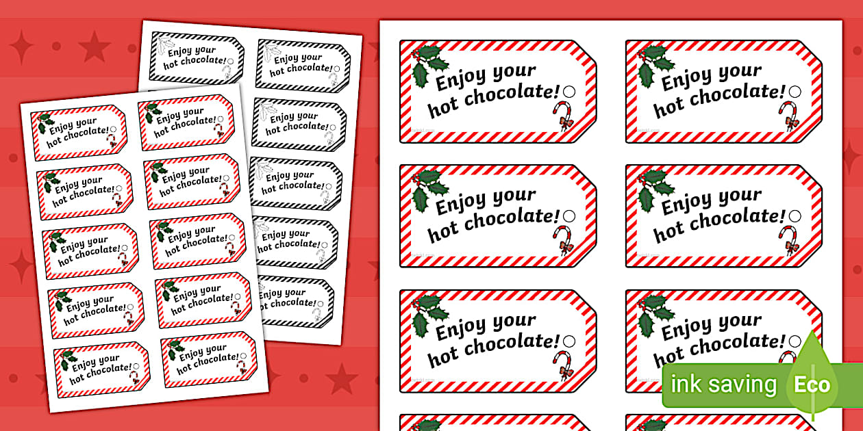 Candy Cane Hot Chocolate Labels (teacher made) - Twinkl