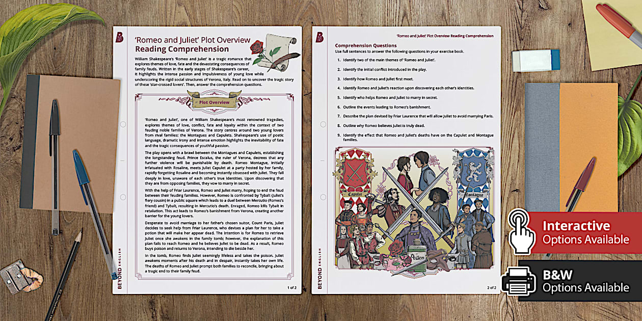 ‘Romeo and Juliet’ Plot Overview Reading Comprehension