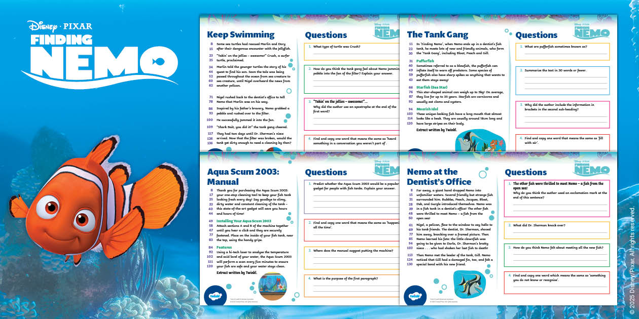 Finding Nemo: 60-Second Reads Activity Pack [Ages 7-9]