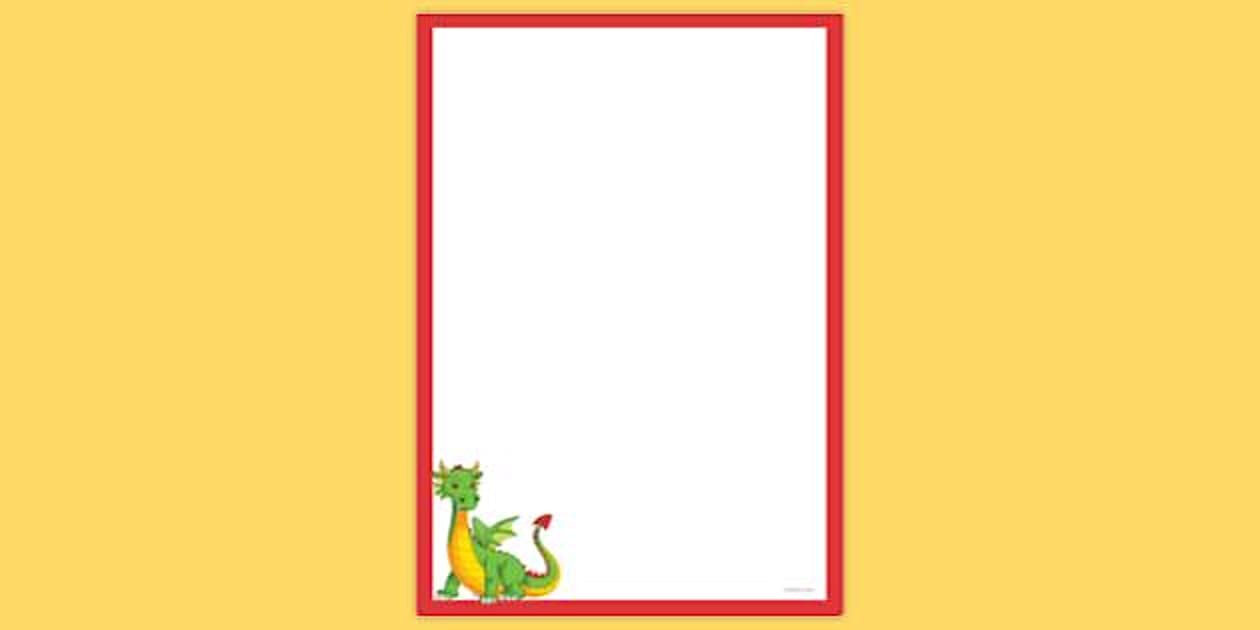 Simple Blank Baby Dragon Page Border | Page Borders | Twinkl