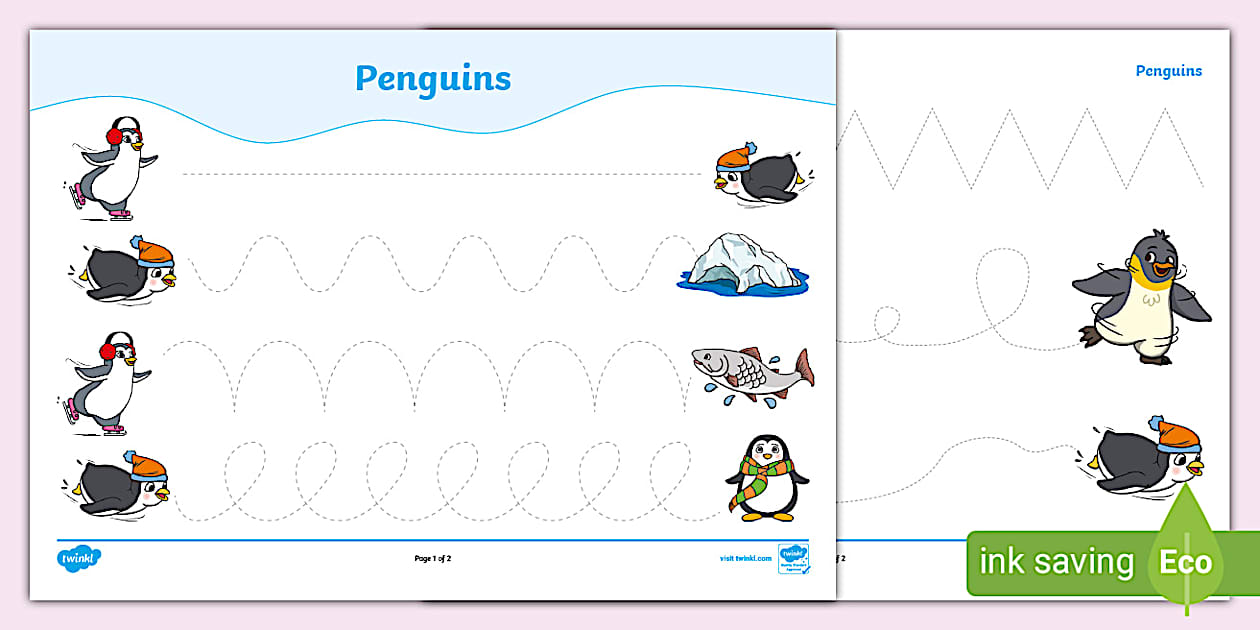 Penguin Pencil Control Sheets (teacher made) - Twinkl