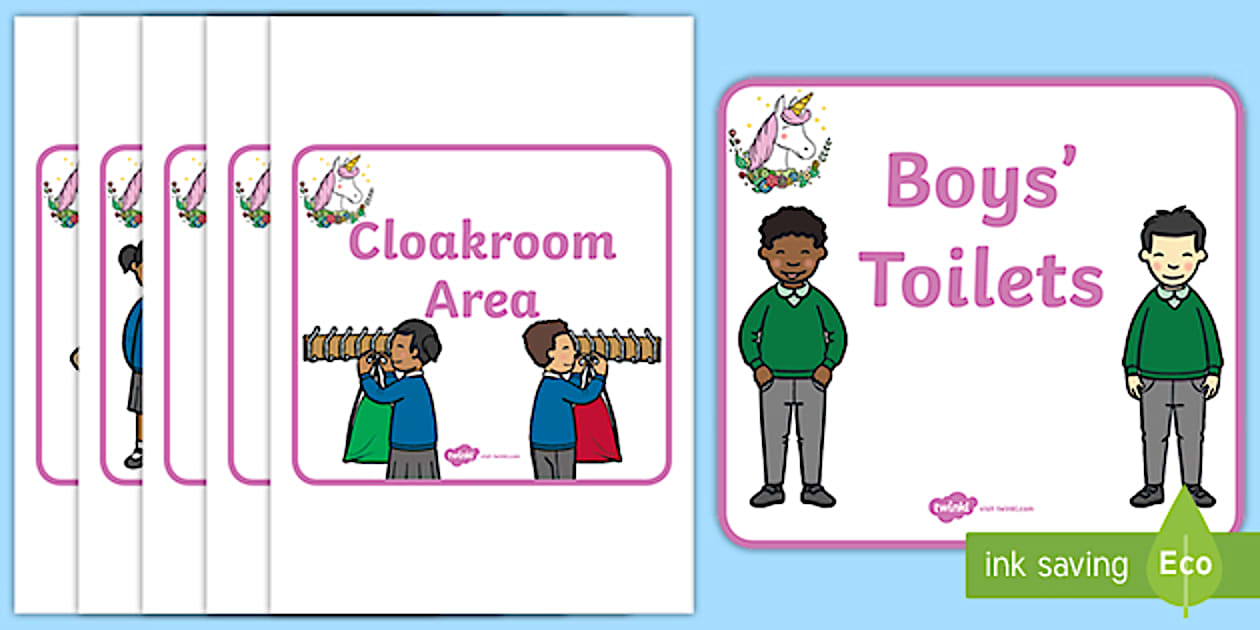 Unicorn Themed Editable Square Classroom Area Signs (Plain)