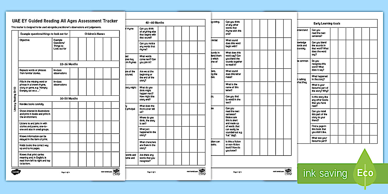 EY Guided Reading All Ages Assessment Tracker (teacher made)