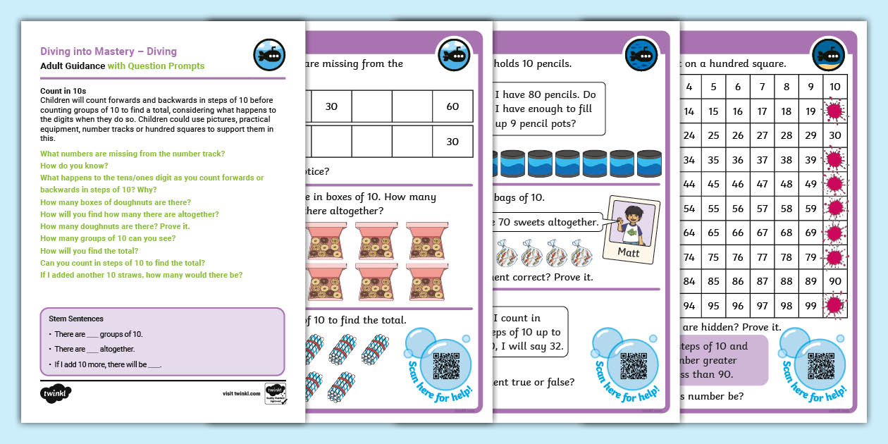 👉 Year 1 DiM: Step 2 Count in 10s Activity Cards - Twinkl