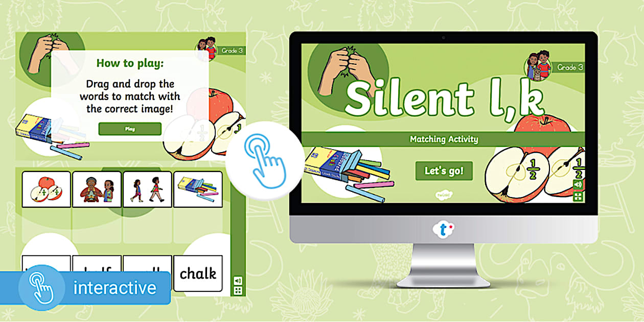 Grade 3 Phonics: Silent l, k Interactive Go! Game