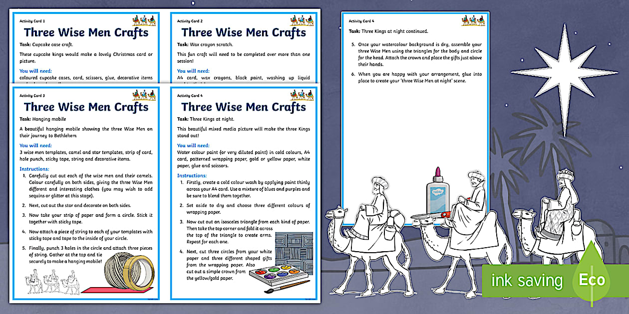 Three Kings Worksheets - Christmas Craft (teacher-made)