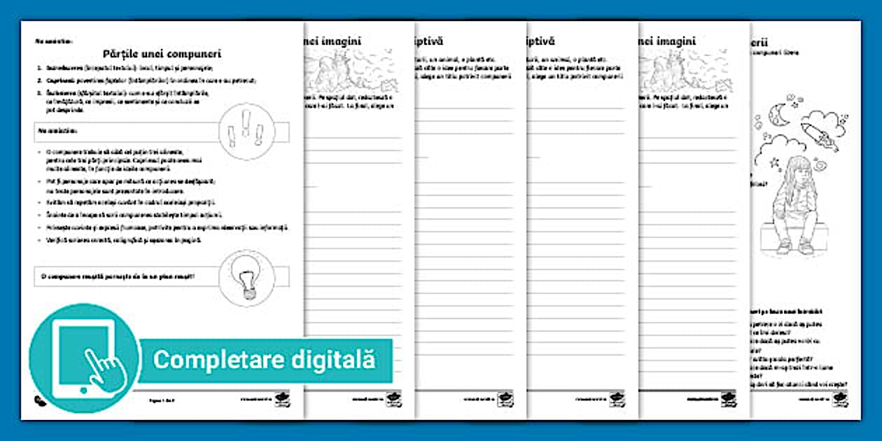 Tipuri de compuneri – Fișe de lucru (teacher made)