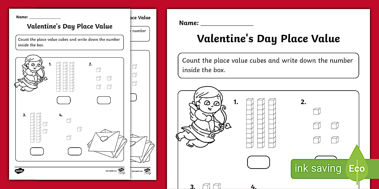Valentine's Day Place Value Activity Sheet (teacher made)