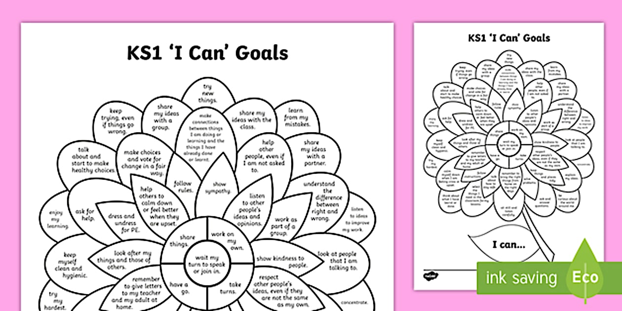 KS1 I Can Goals Flower Poster (teacher made) - Twinkl