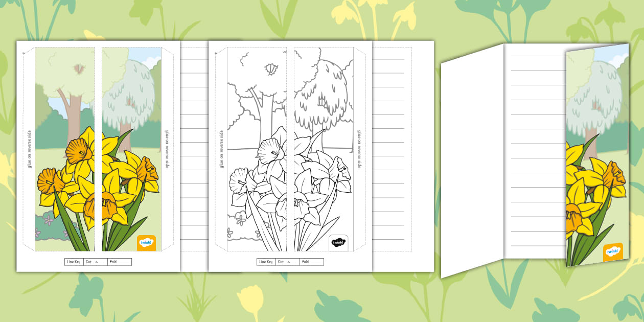 Daffodils Folding Writing Template (teacher made) - Twinkl
