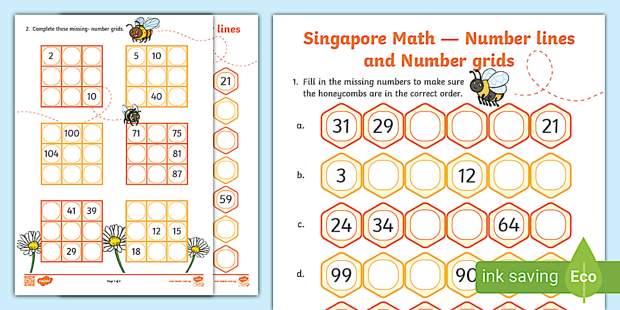 Singapore Math-- Number lines and Number grids - Twinkl