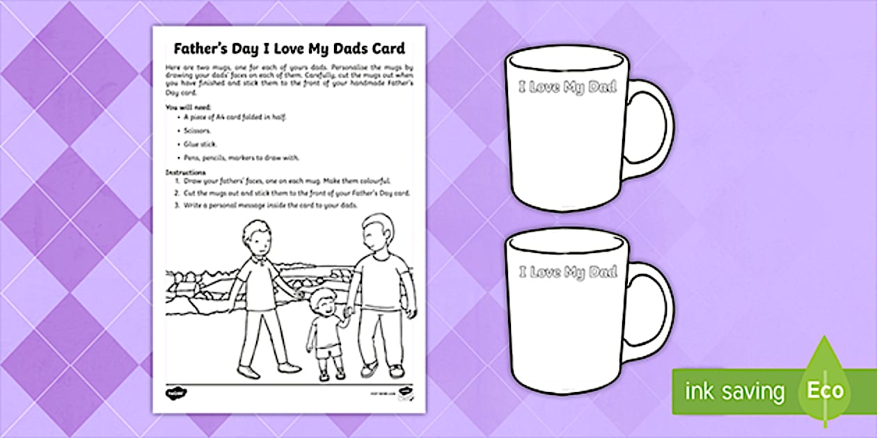 KS1 Fathers Day I Love My Dads Card (teacher made) - Twinkl