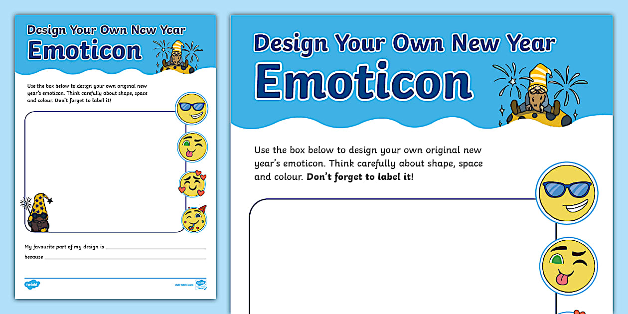 Design Your Own New Year's Emoticon Activity (teacher made)