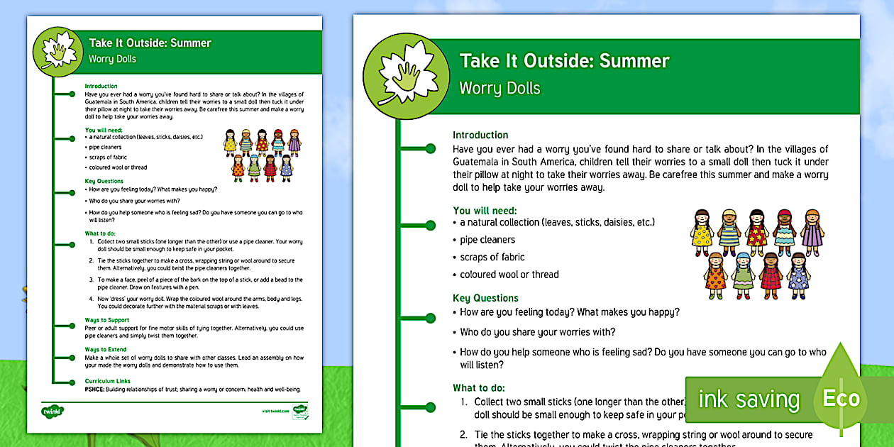 KS2 Take It Outside: Summer Worry Dolls Activity - Twinkl