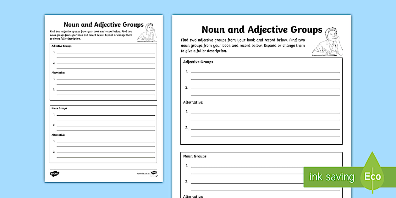 Noun and adjective groups worksheet | Years 5 and 6 - Twinkl