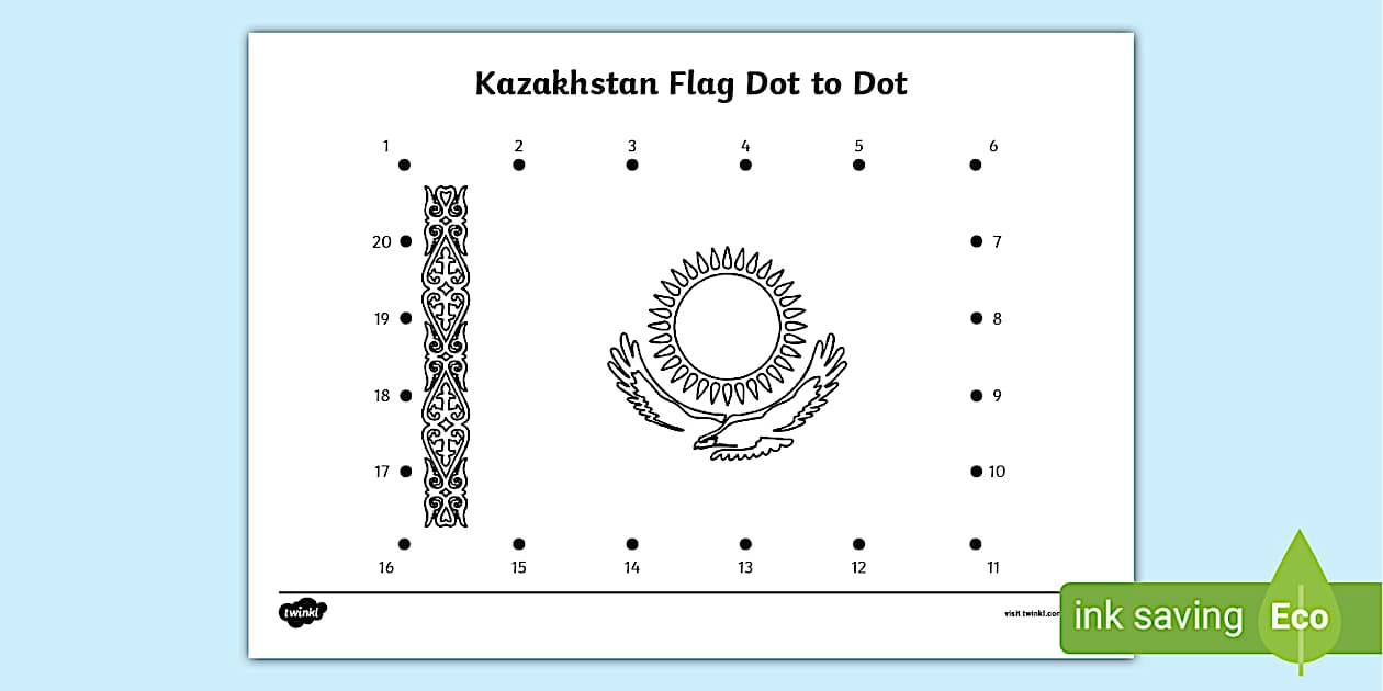 Kazakhstan Flag Dot to Dot Worksheet - Dot to Dot | Twinkl