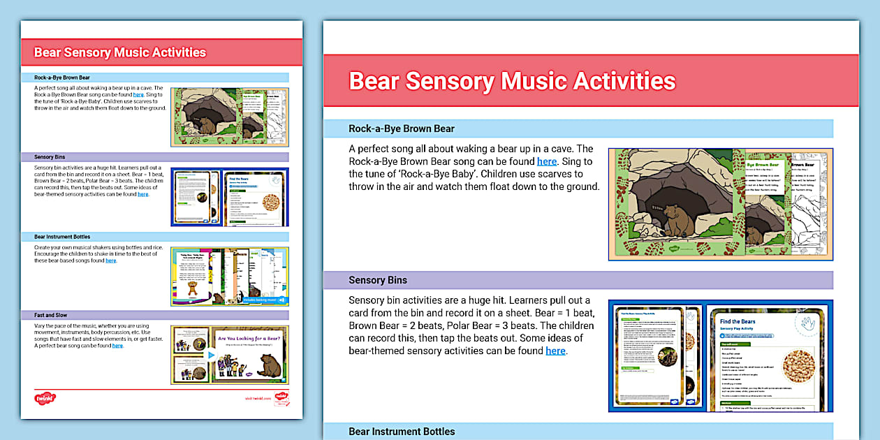 Bear Sensory Activities | Bear Sensory Music | Twinkl EYFS