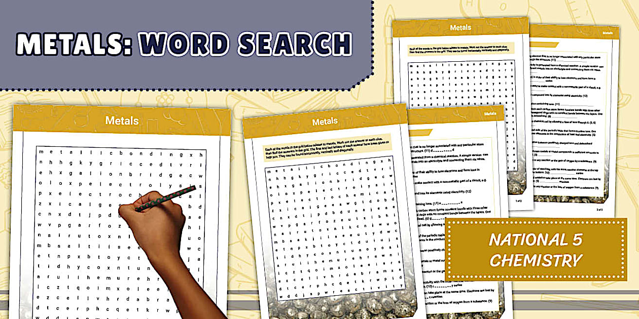 Metals Word Search Activity Sheet