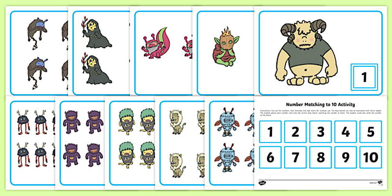 Workstation Pack: Number Matching to 10 Activity Pack