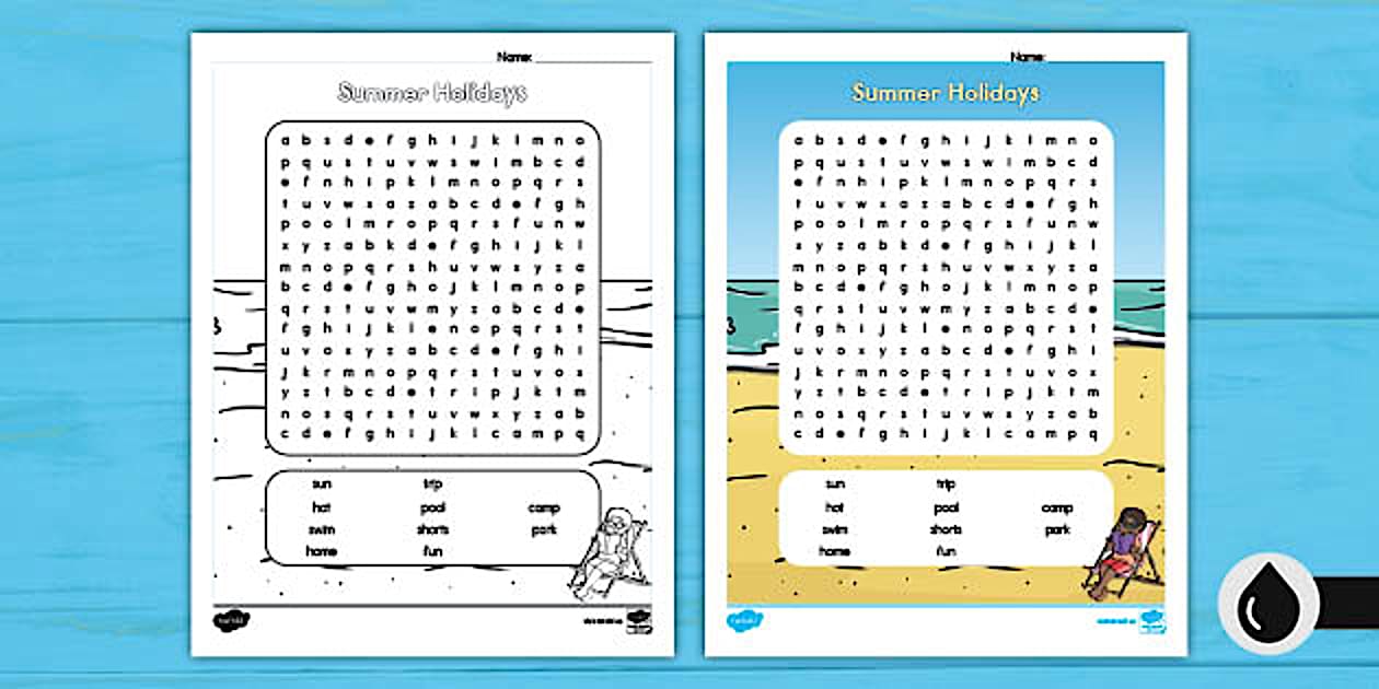 Summer Word Search Grade 1 | Printable Vocabulary Activity